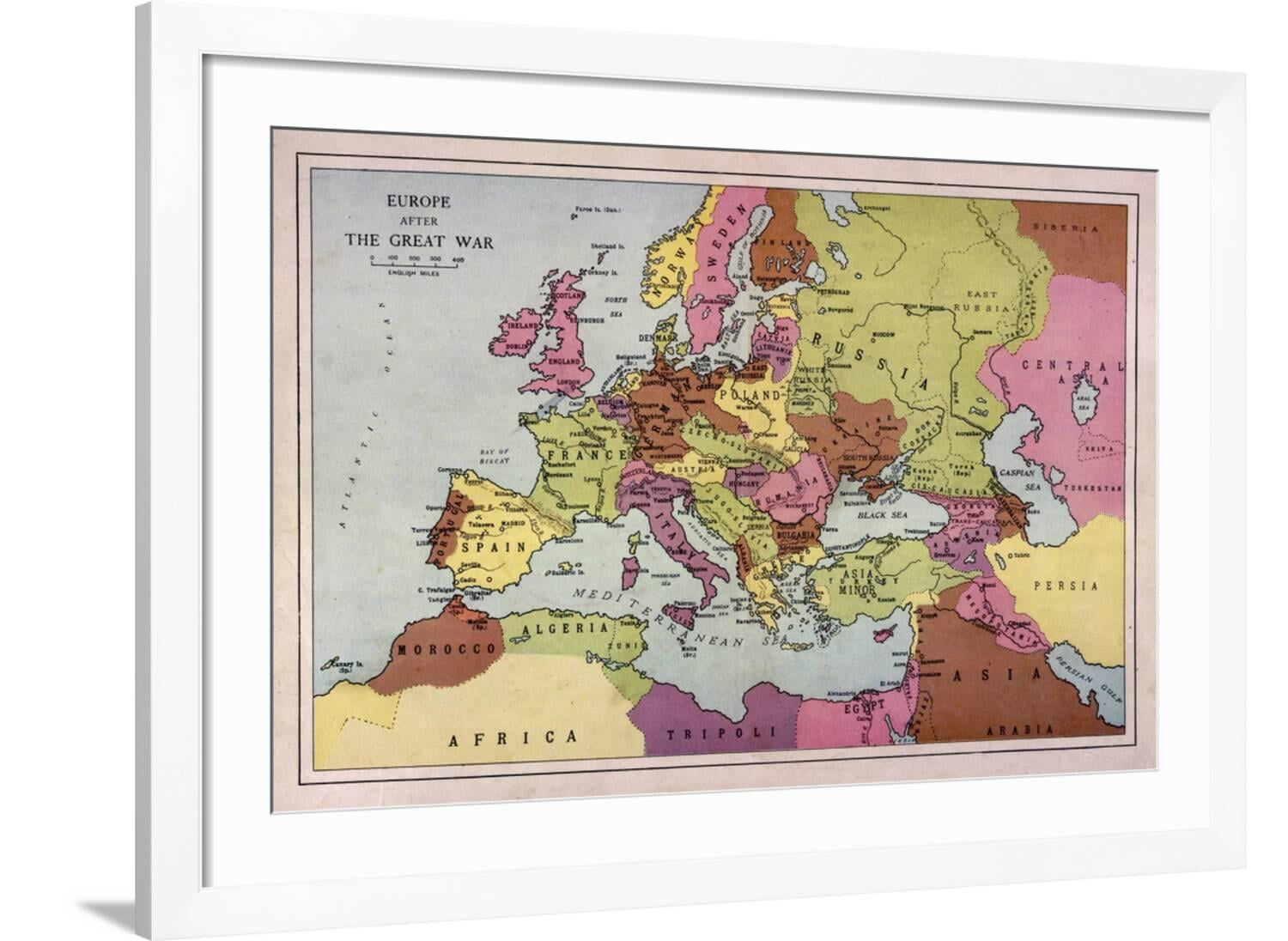 Art.com The Map of Europe after World War One Art Print, White Frame ...