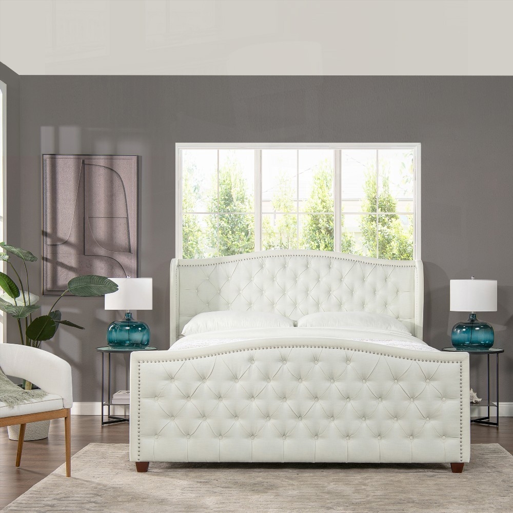 The Marcella Upholstered King Bed Set, with a Sturdy Frame and Woven ...