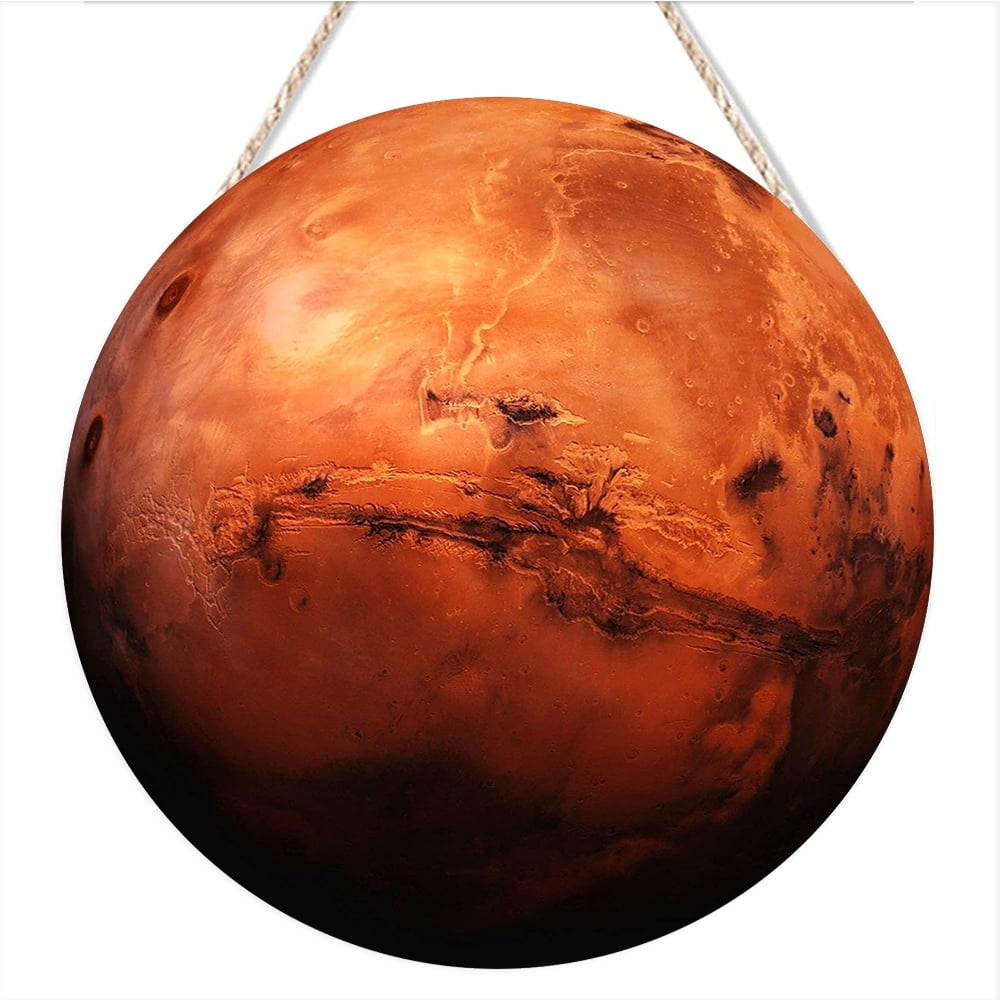 The Mars Planet Rustic Round Hanging Wood Sign Welcome Sign Wooden Plank Sign Hanging for Home ...