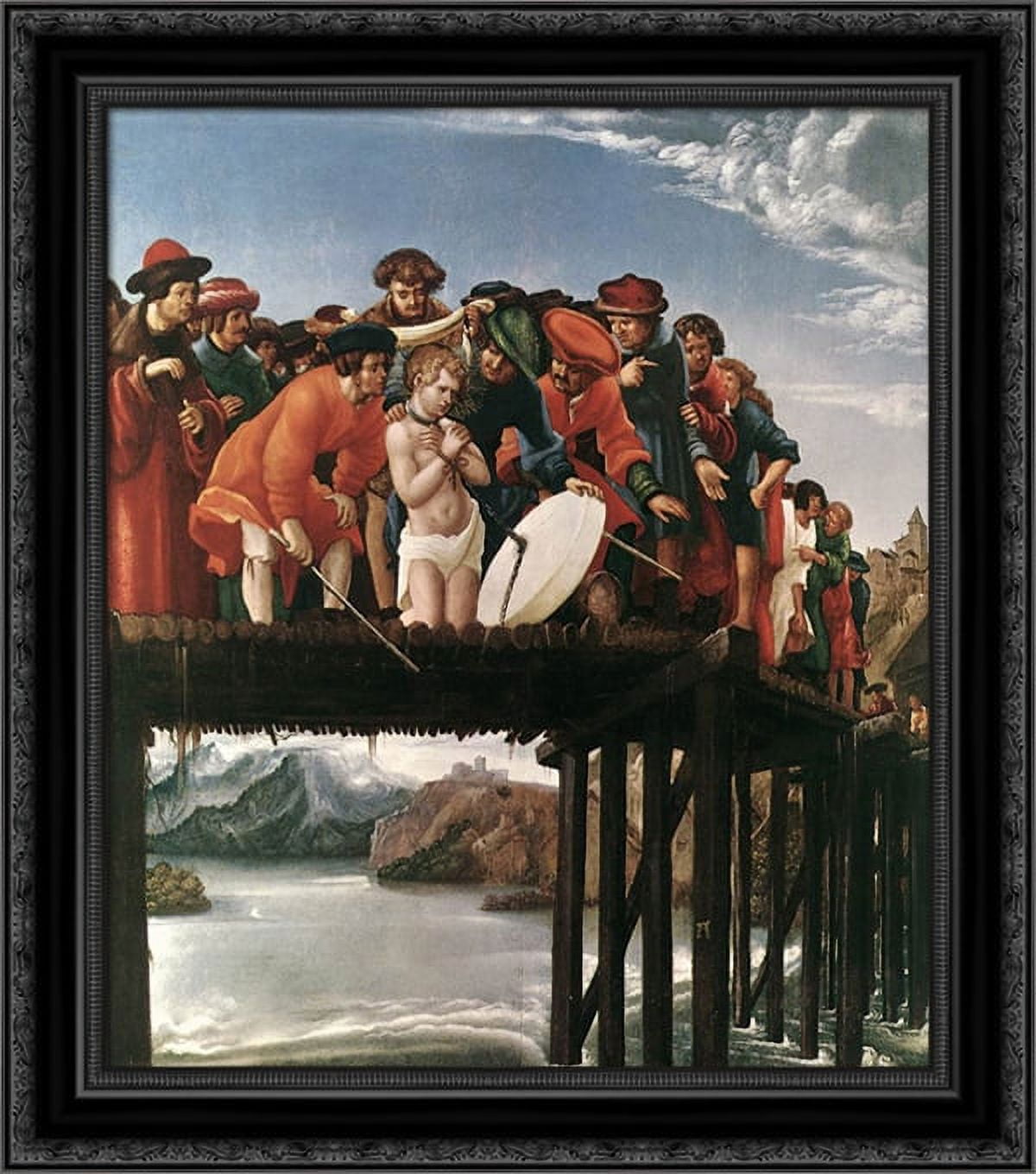 The Martyrdom Of St Florian 20x22 Black Ornate Wood Framed Canvas Art ...