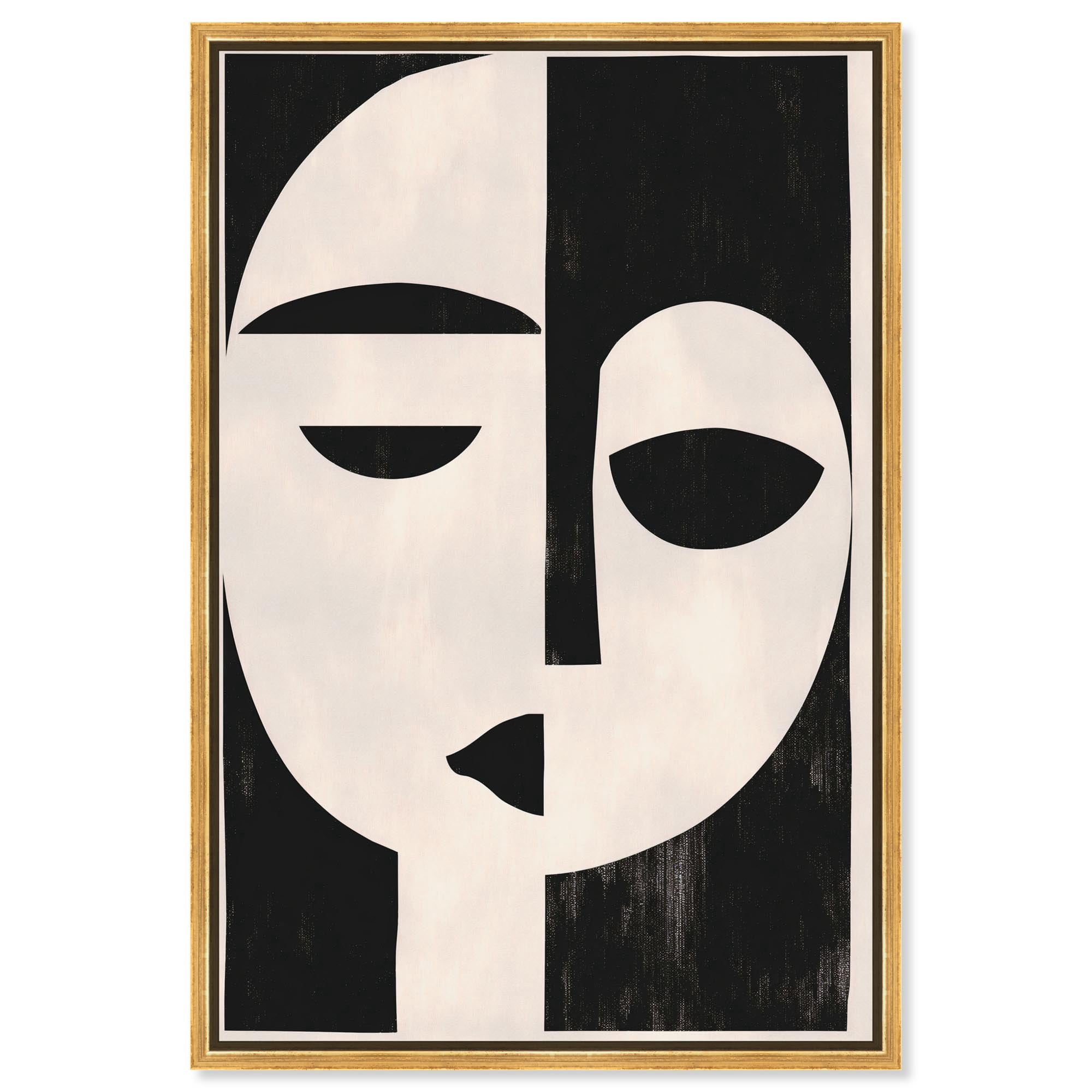 The Mask I Canvas Modern Face Abstract by Art Remedy, Gold Frame, 20 x ...