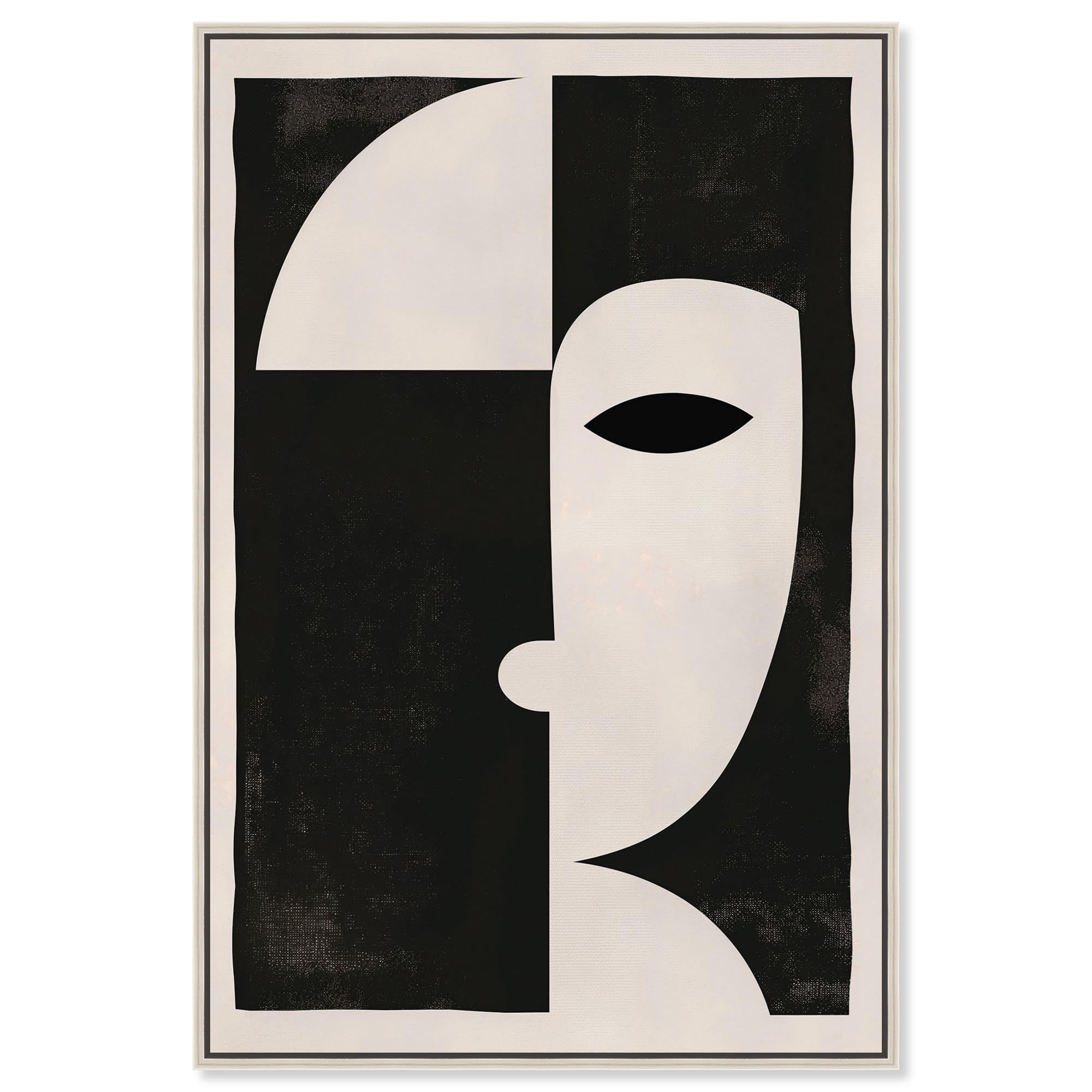The Mask II Canvas Modern Face Abstract by Art Remedy, Silver Frame, 20 ...