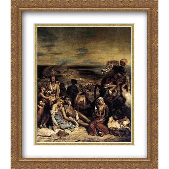 The Massacre at Chios 2x Matted 28x32 Large Gold Ornate Framed Art ...