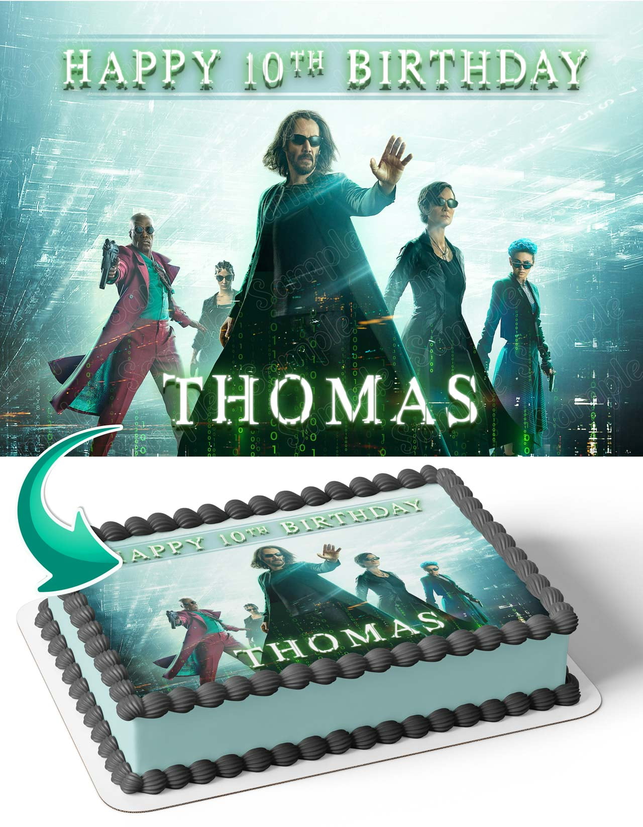 The Matrix Resurrections Edible Image Cake Topper Personalized Birthday ...