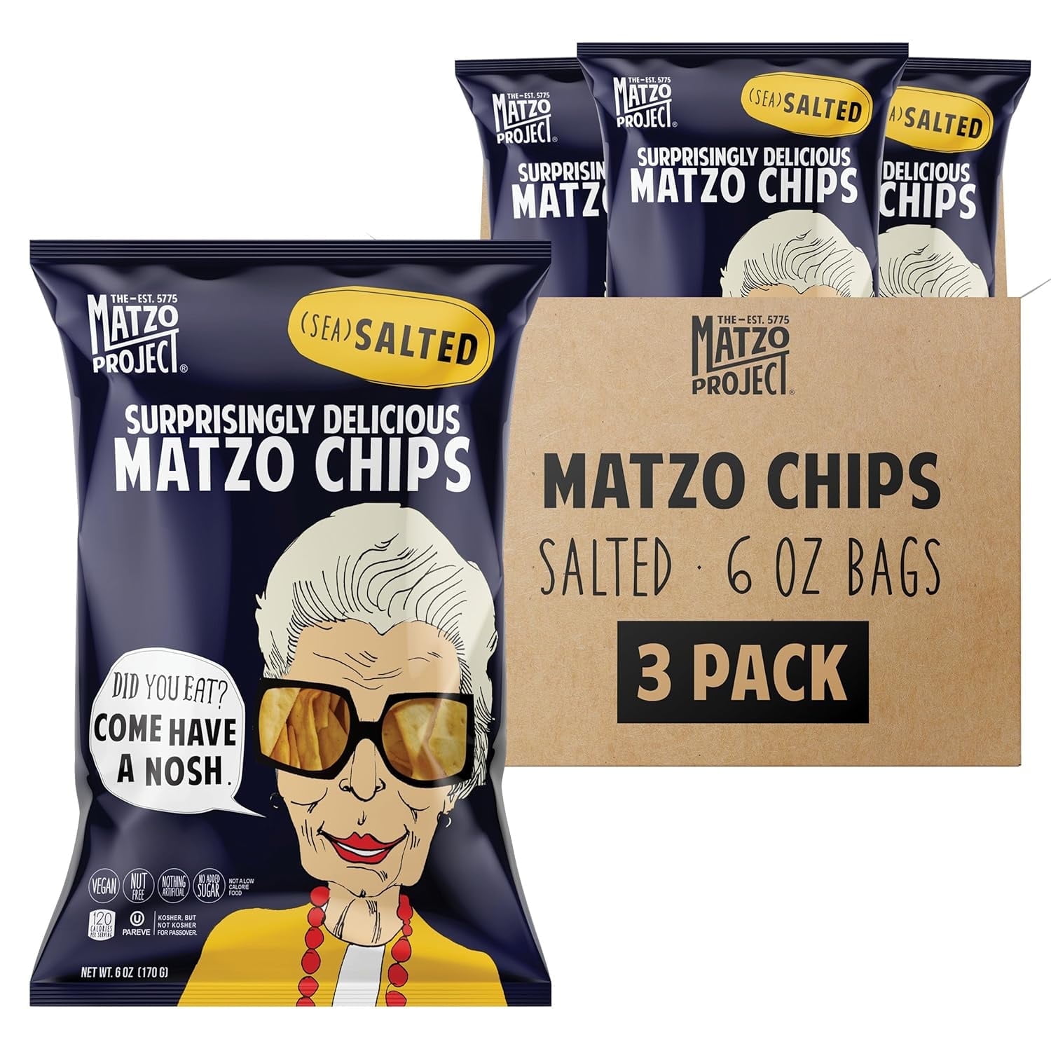The Matzo Project Matzo Chips, Salted, Kosher, Vegan, Nut-Free, No ...