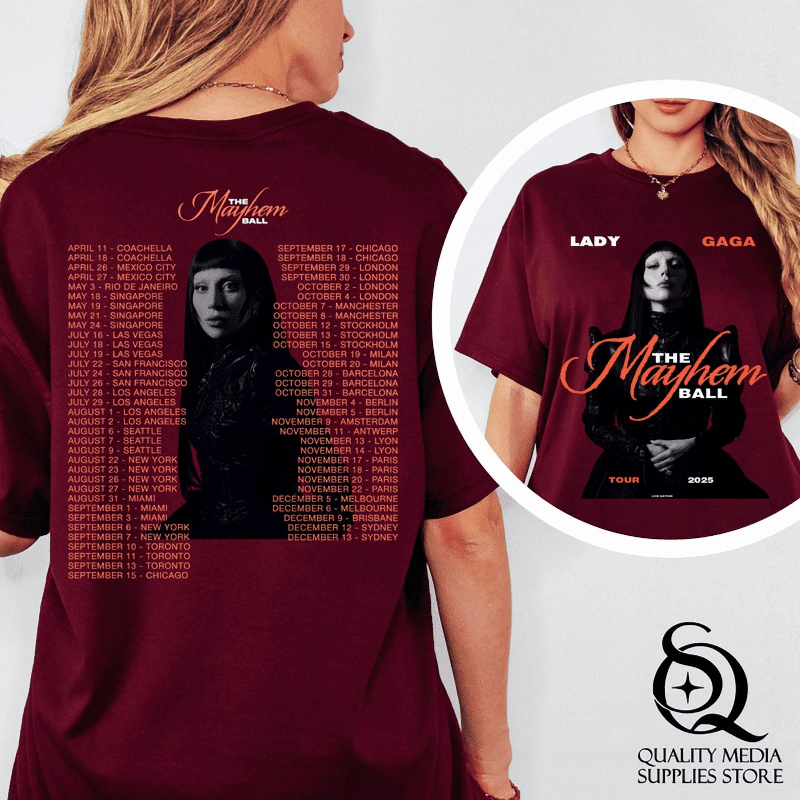 The Mayhem Ball Tour Merch Shirt | Lady Gaga 2025 Tour T-Shirt | Lady ...