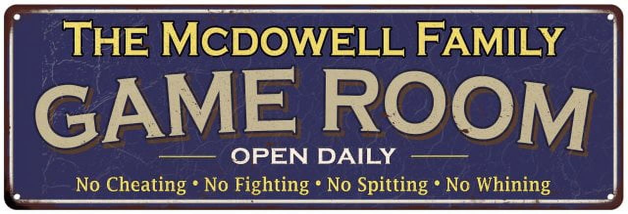 The Mcdowell Family Gift Blue Game Room Metal 6x18 Sign 206180037897 ...