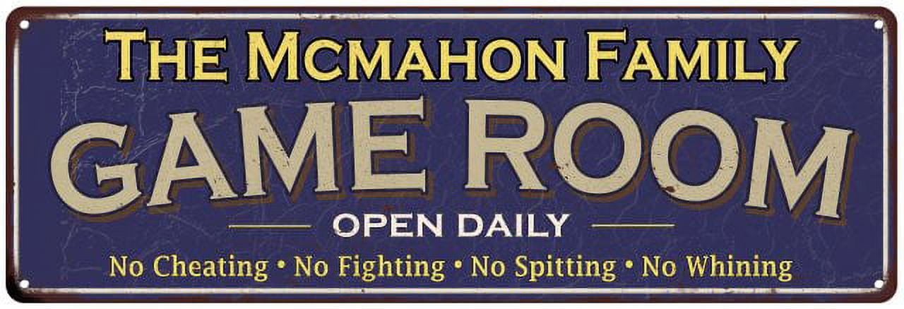 The Mcmahon Family Blue Game Room Metal 6x18 Sign 106180037794 ...