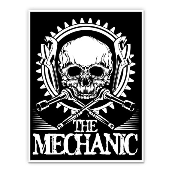 The Mechanic Skull - 3" Vinyl Sticker - For Car Laptop Water Bottle ...