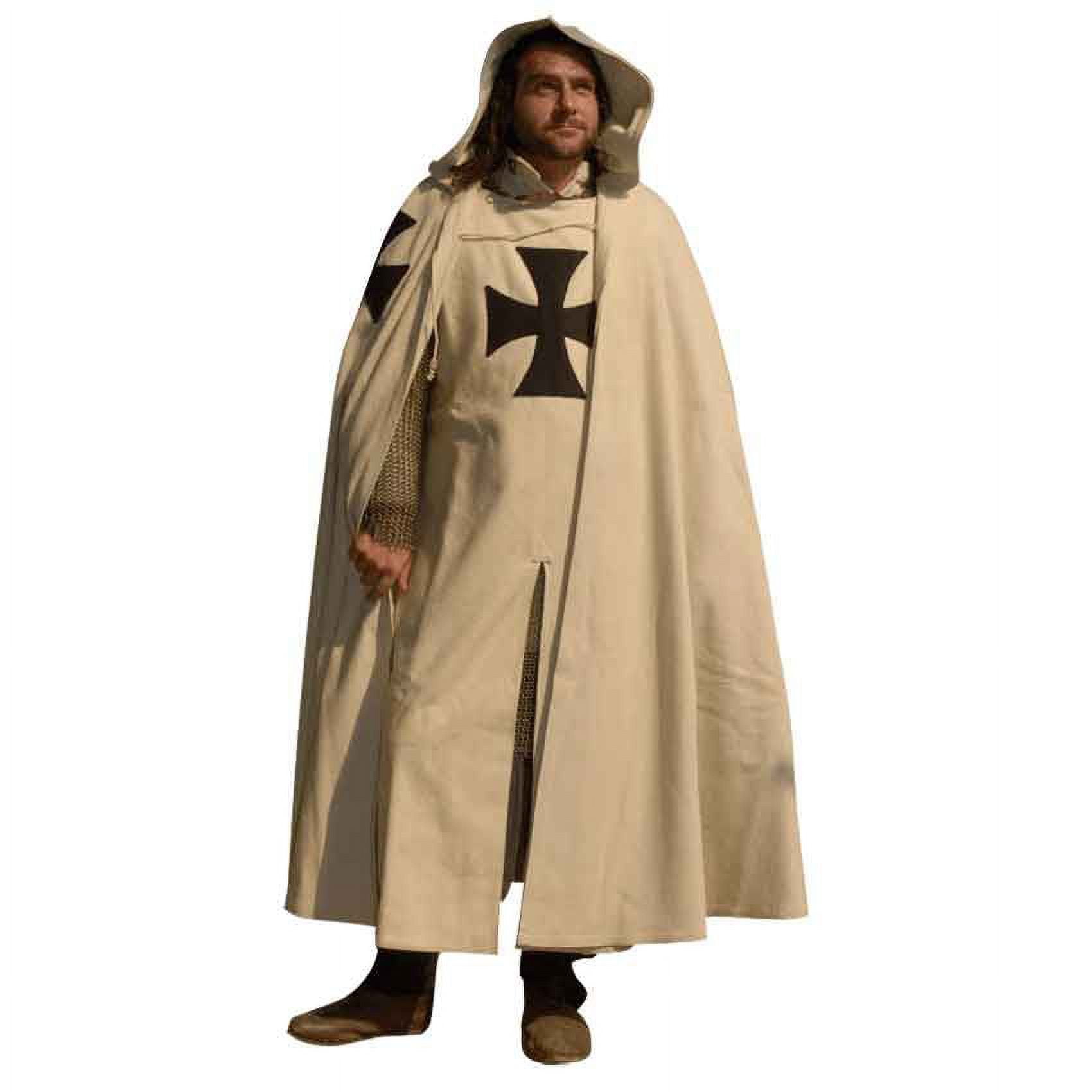The Medievals Fancy Dress Templar Knight Hooded Cape, Camel - Small ...
