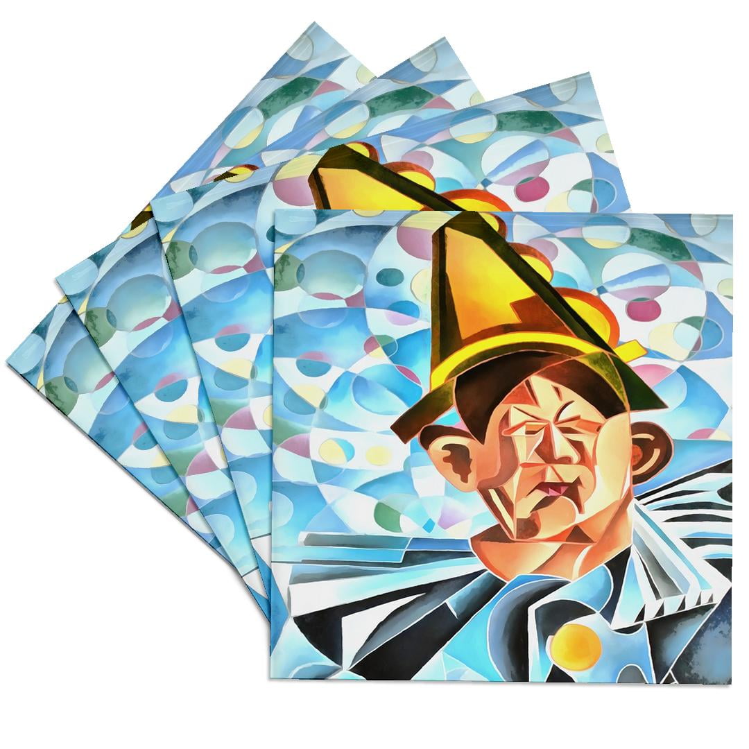 3drose, the Melancholic Clown Geometric Art, Set of 4 Ceramic Tile ...