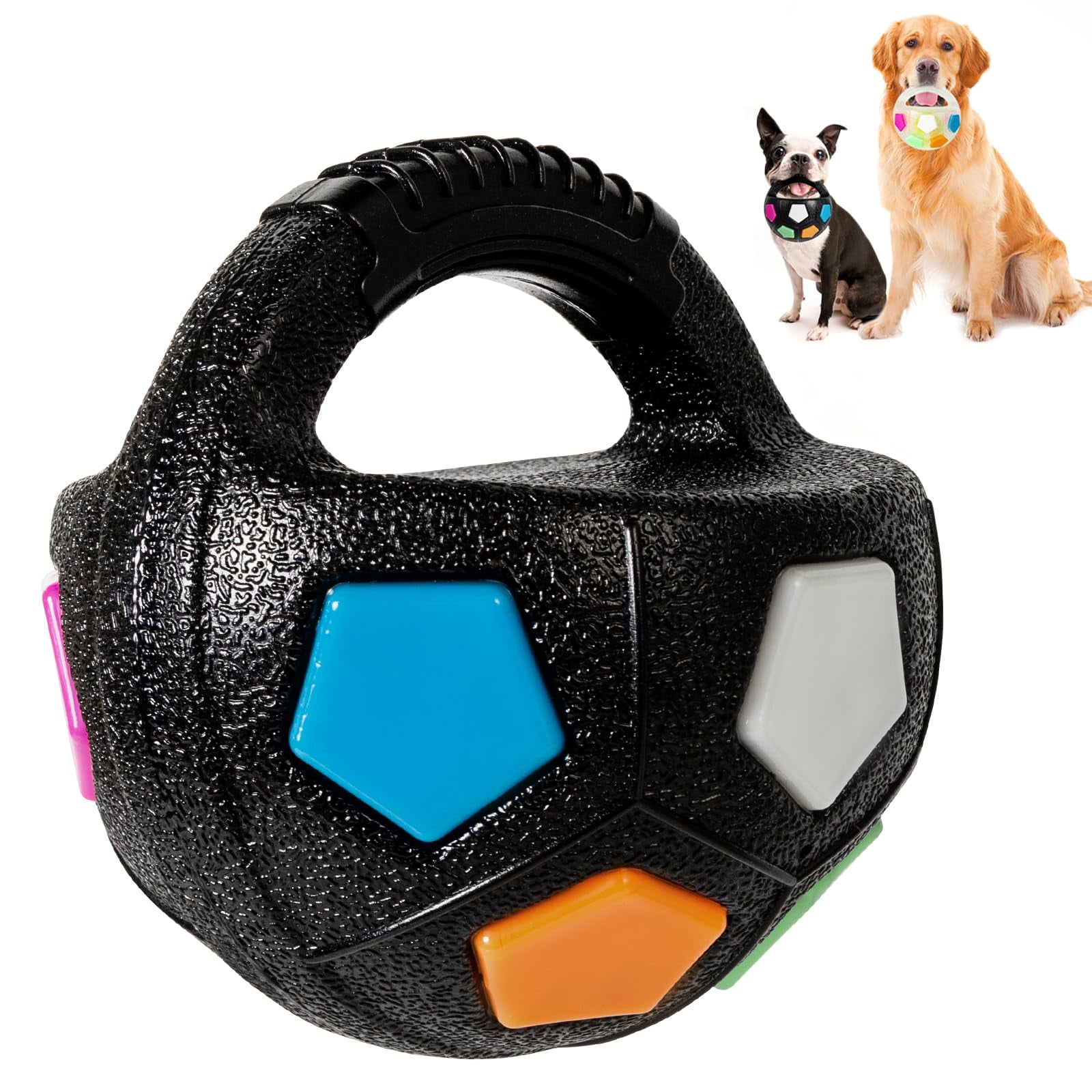 The Mellow Dog Calming Ball with Handle, Squeaky Floating Rubber ...