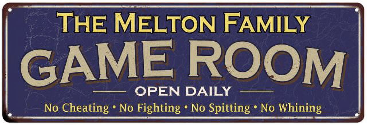 The Melton Family Blue Game Room Metal 8x24 Sign 108240037527 - Walmart.com