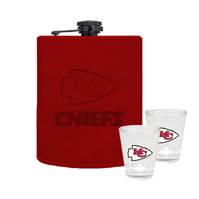 The Memory Company Kansas City Chiefs Three-Pack 8oz. Leather Flask ...