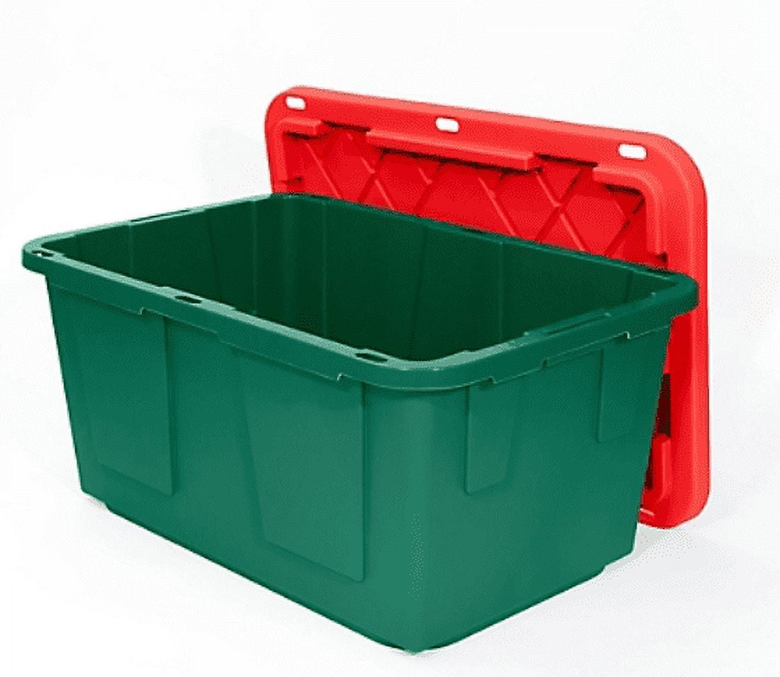 Greenmade 27 Gallon Christmas Storage Container, Green Base & Red Lid ...