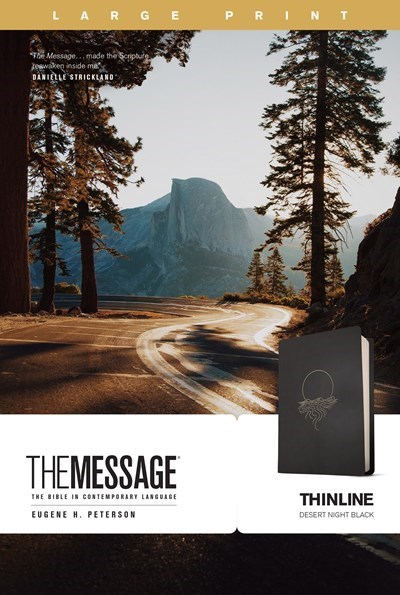 The Message Thinline Bible/Large Print-Desert Night Black LeatherLike ...