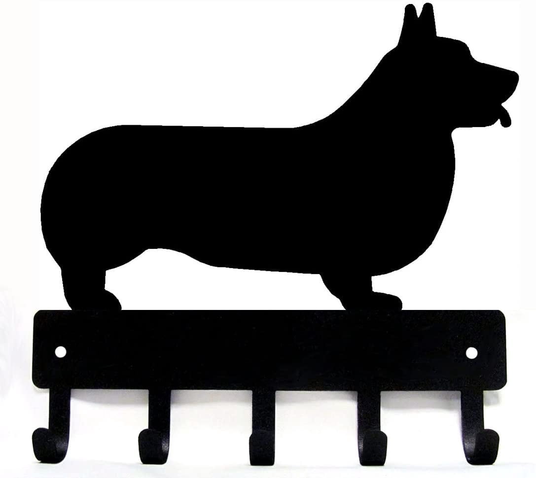 The Metal Peddler Corgi Dog Key Holder for Wall - Small 6" Wide with 5 ...