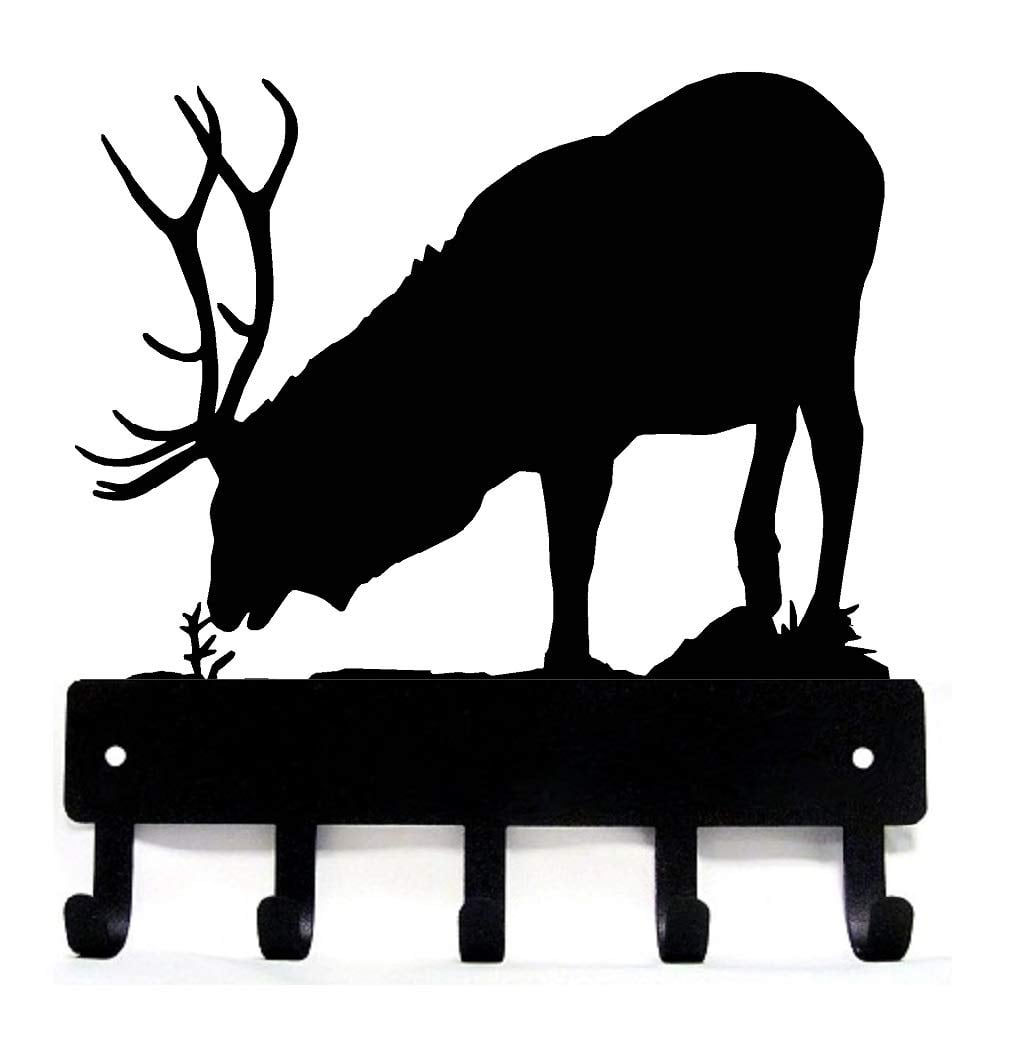 The Metal Peddler Elk Bull Key Rack Hanger - Small 6 inch Wide - Made ...