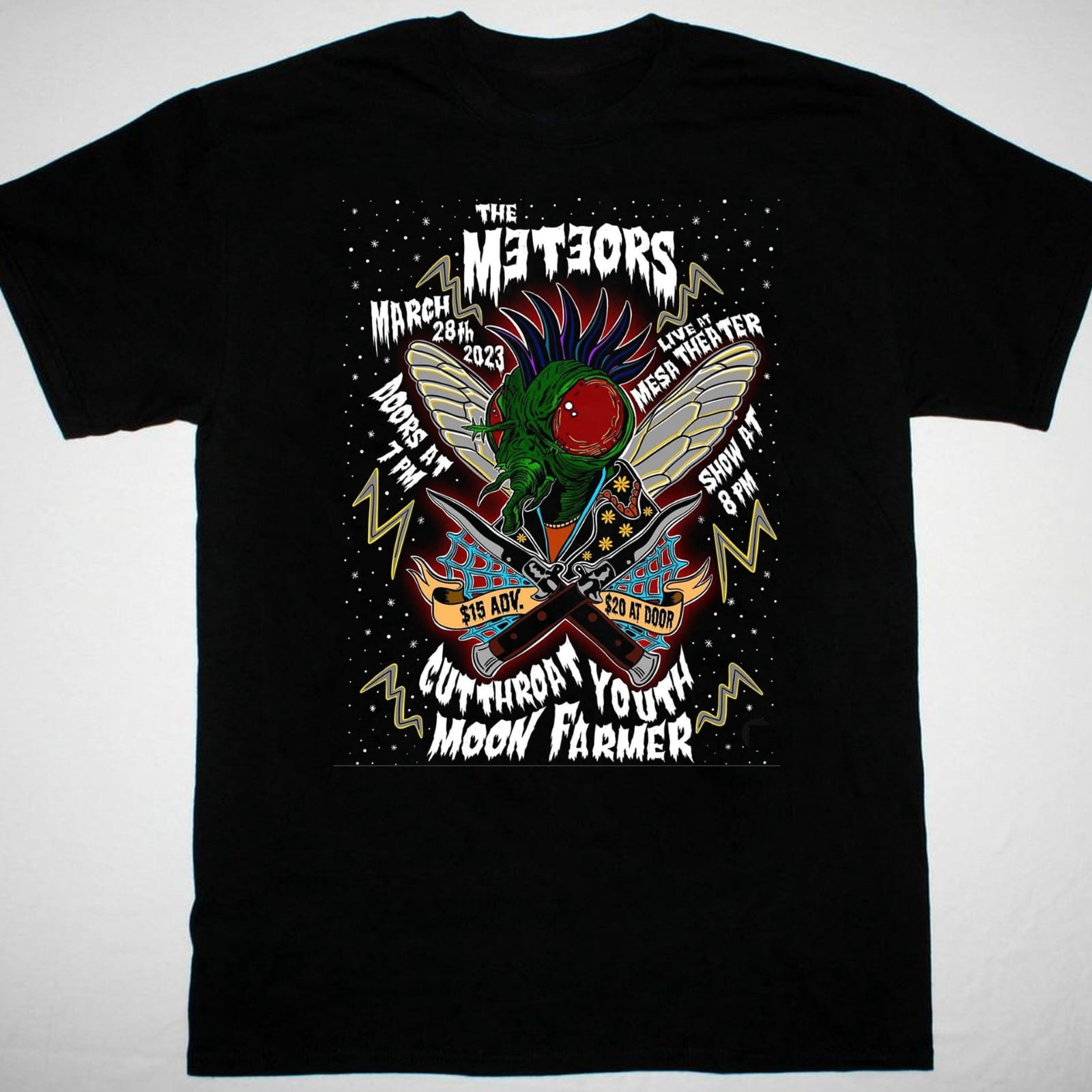 The Meteors poster anniversary T-shirt black Short sleeve All Sizes ...