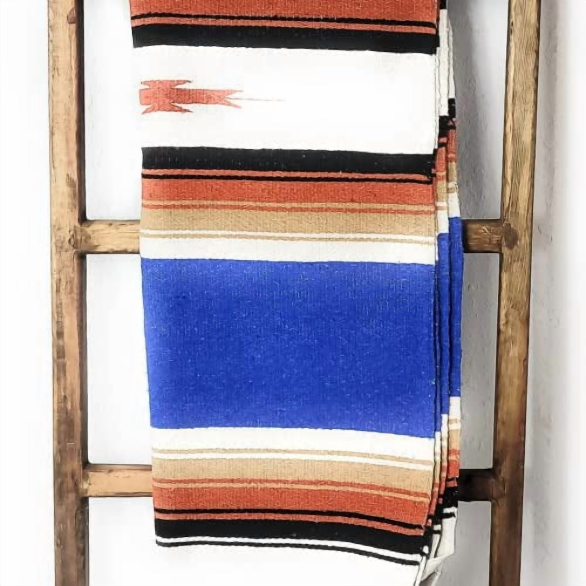 The Mexicali Handwoven Throw Southwestern Blanket 5' X 7' (Royale Blue ...