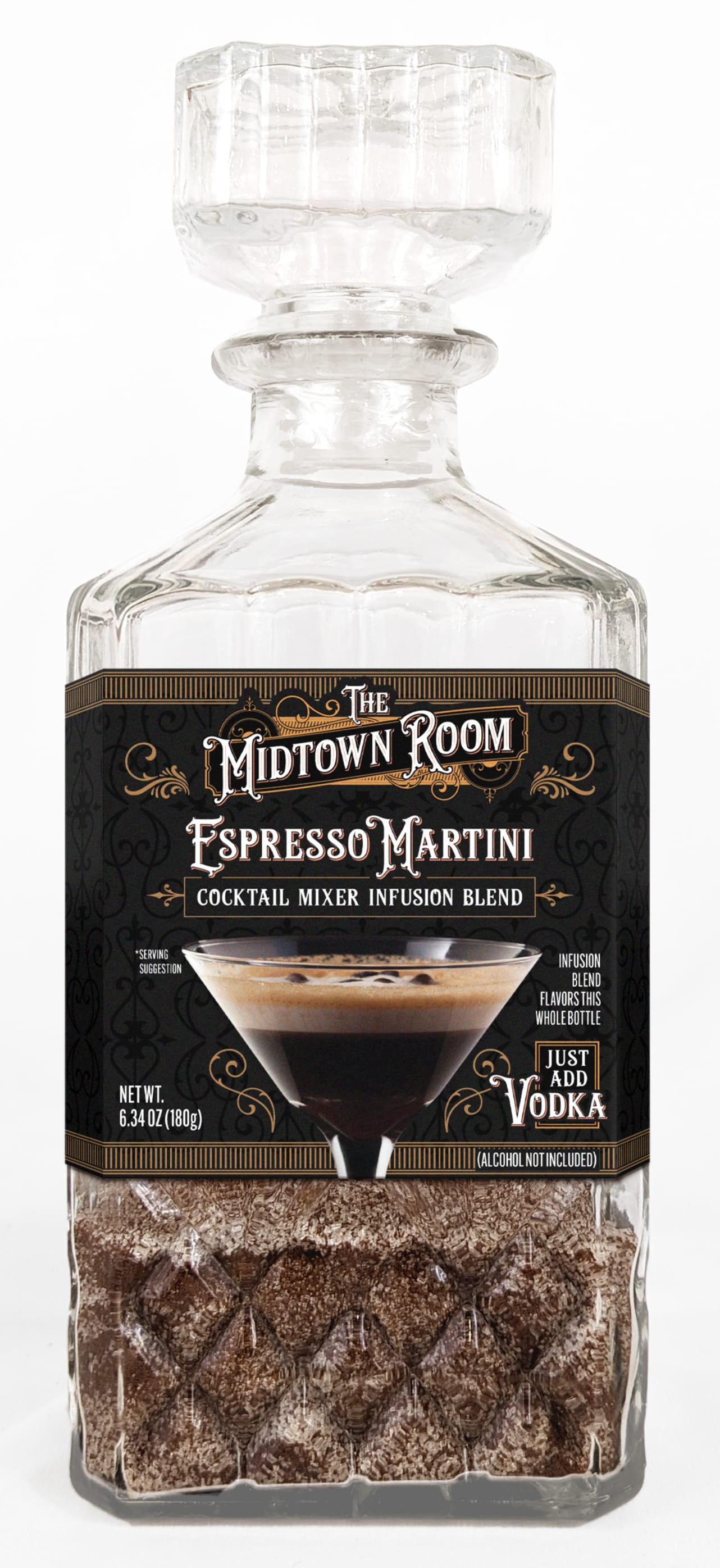The Midtown Room Cut Glass Decanter Bottle with Espresso Martini Dry ...