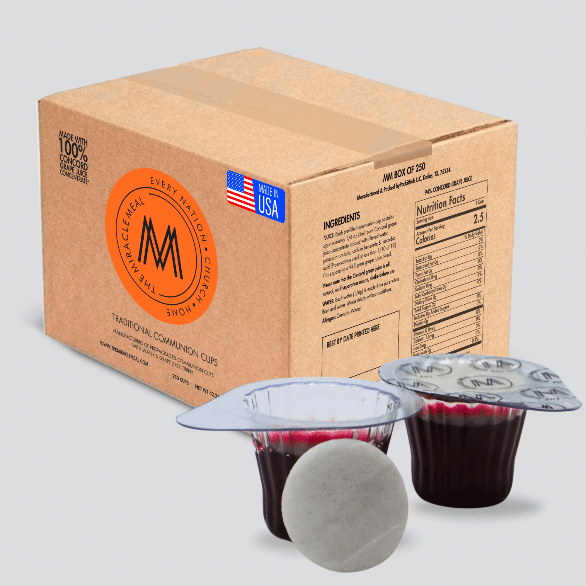 The Miracle Meal Pre-Filled Communion Cups and Wafer Set - Box of 250 ...