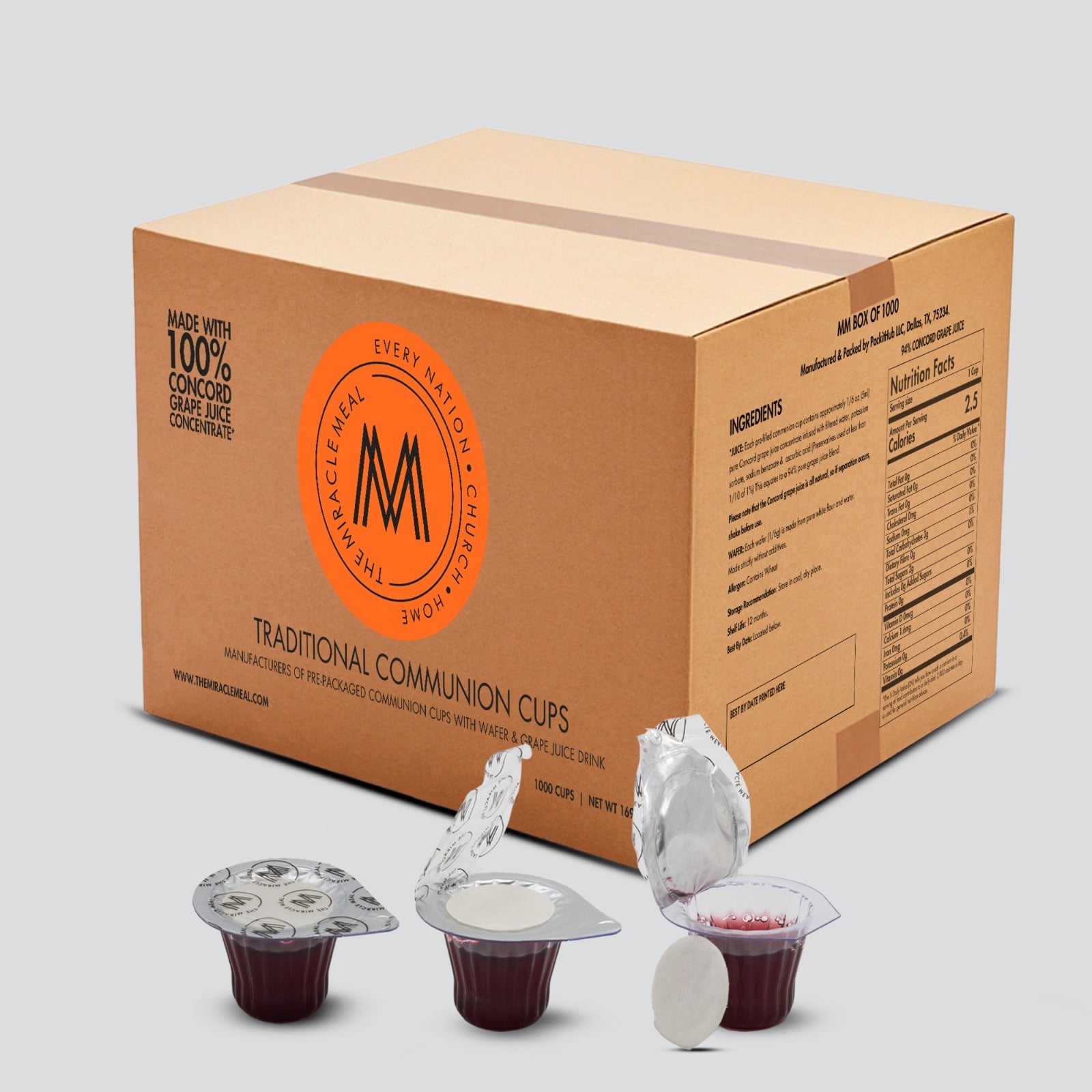Miracle Meal - Prefilled Communion Cups (1000 Count): Includes 100% ...