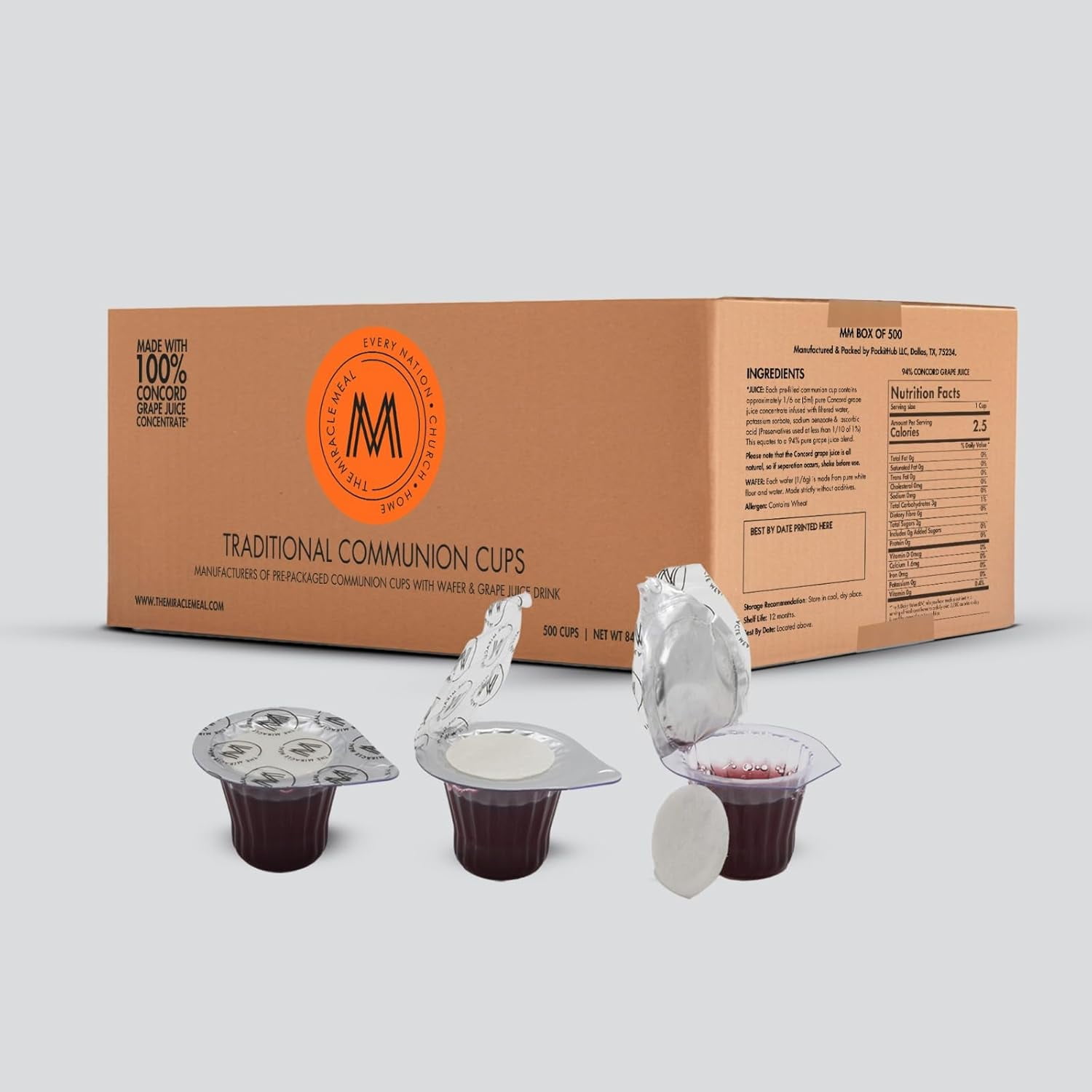 The Miracle Meal Pre-filled Communion Cups and Wafer Set - Box of 500 ...