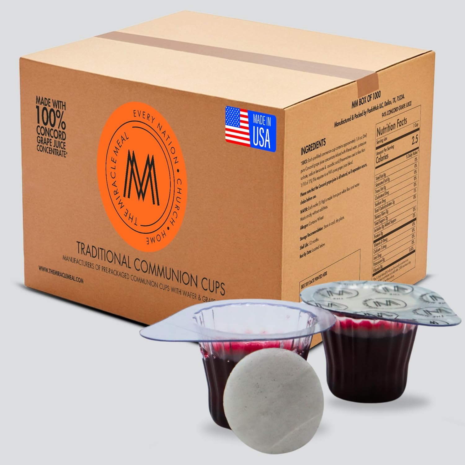 The Miracle Meal Pre-filled Communion Cups and Wafer Set - Box of 1000 ...