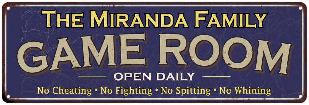 The Miranda Family Gift Blue Game Room Metal 6x18 Sign 206180037710 ...