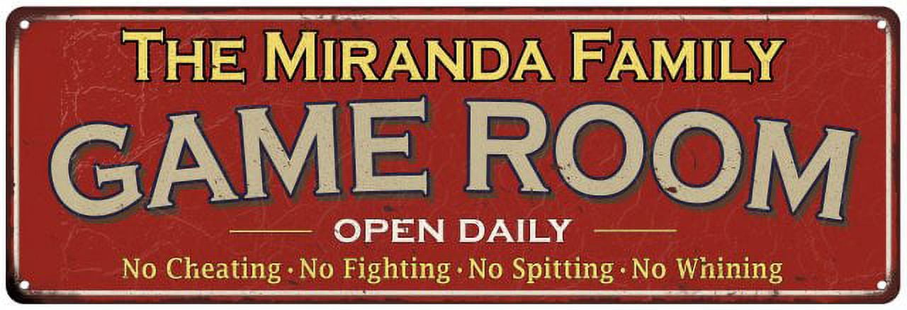 The Miranda Family Red Game Room Metal 8x24 Sign 108240038710 - Walmart.com