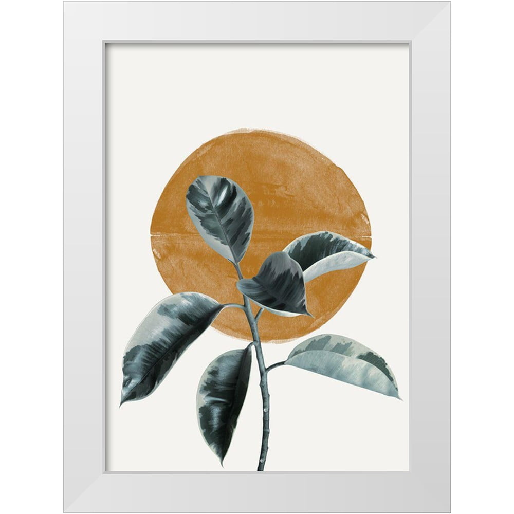 The Miuus Studio 14x18 White Modern Wood Framed Museum Art Print Titled - Sun and Ficus ...