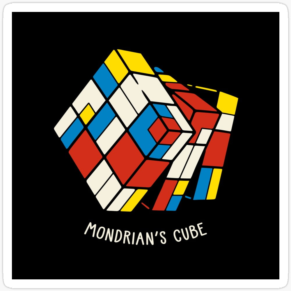 The Mondrian Rubik Cube Sticker Phone Decal Water Bottle Stickers Car ...