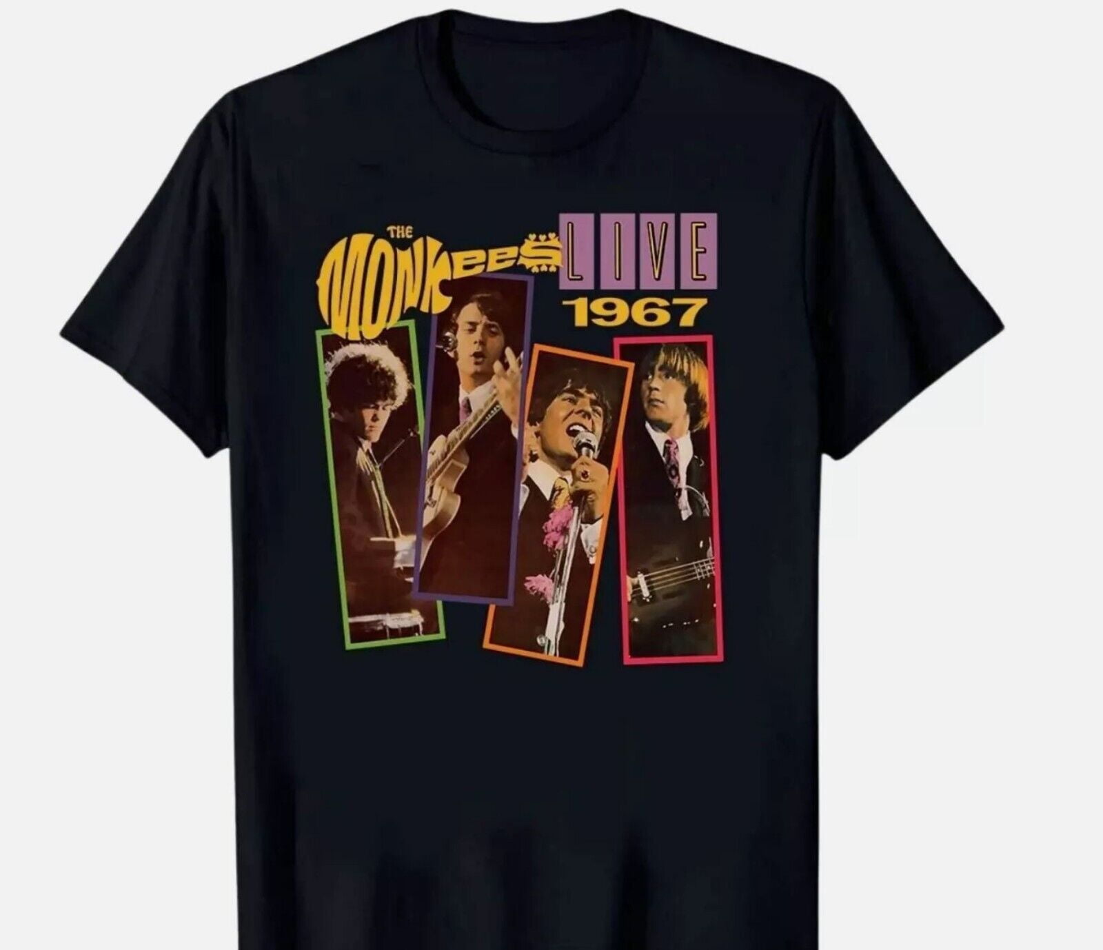 The Monkees Live 1967 T-Shirt Gift For Fans Music Black Shirt - Walmart.com