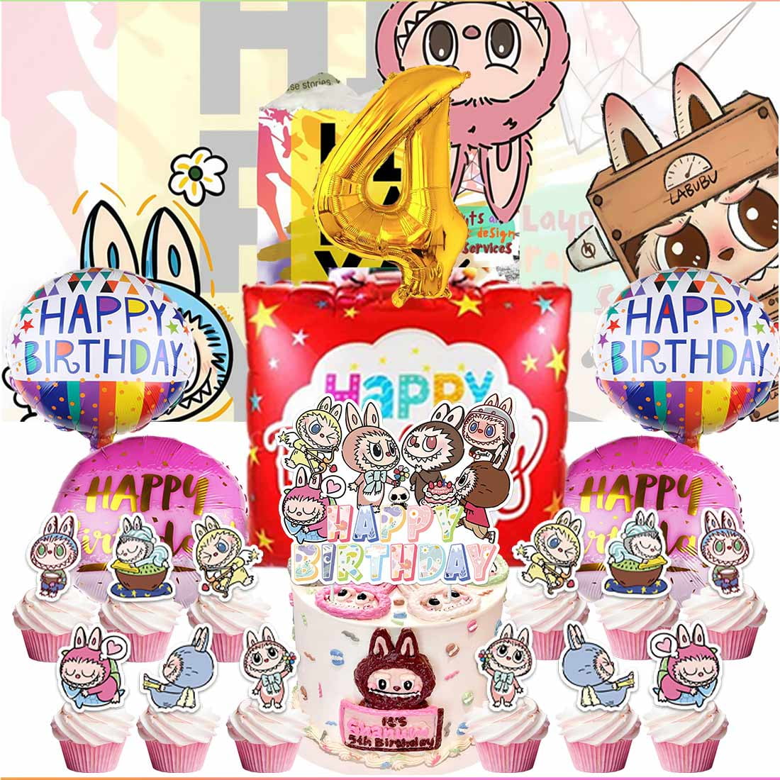 The Monsters Lab-ubu Party Supplies Decor 4th Kit Balloons Birthday ...