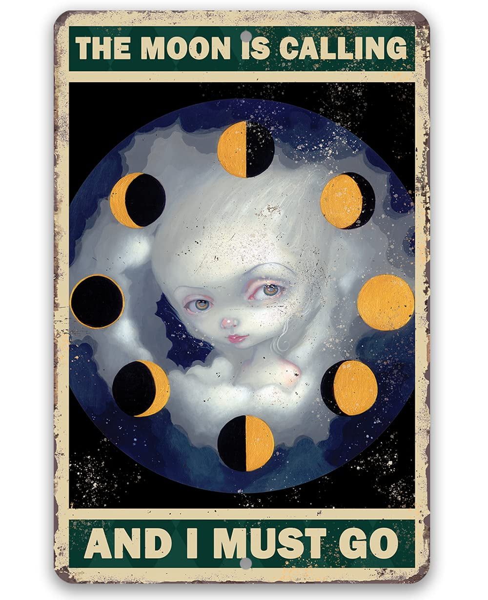 The Moon is Calling and I must Go - Gothic Metal Sign - Moody Goth Blue ...