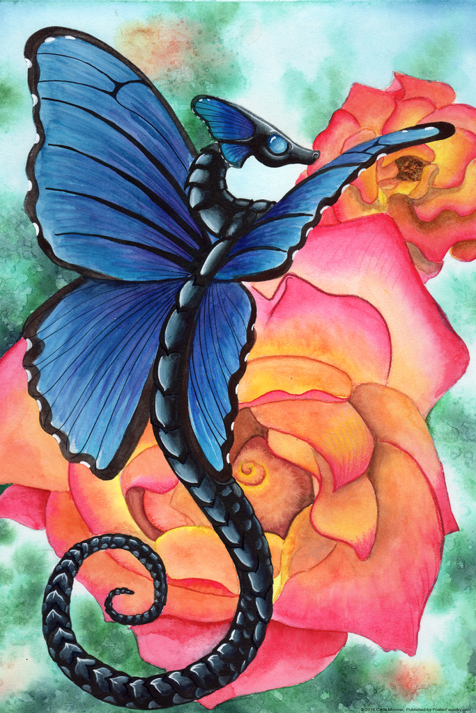 The Morpho by Carla Morrow Blue Butterfly on Flower Dragon Fantasy Cool ...
