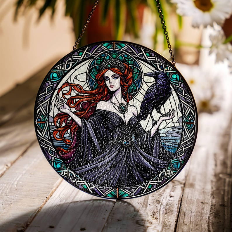 The Morrigan Stained Glass SunCatcher Morrigan Celtic Goddess Window ...