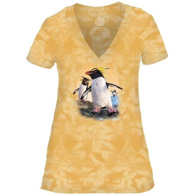 The Mountain 4165382 Yellow Rockhopper Penguins V-Necks T-Shirt - Large ...