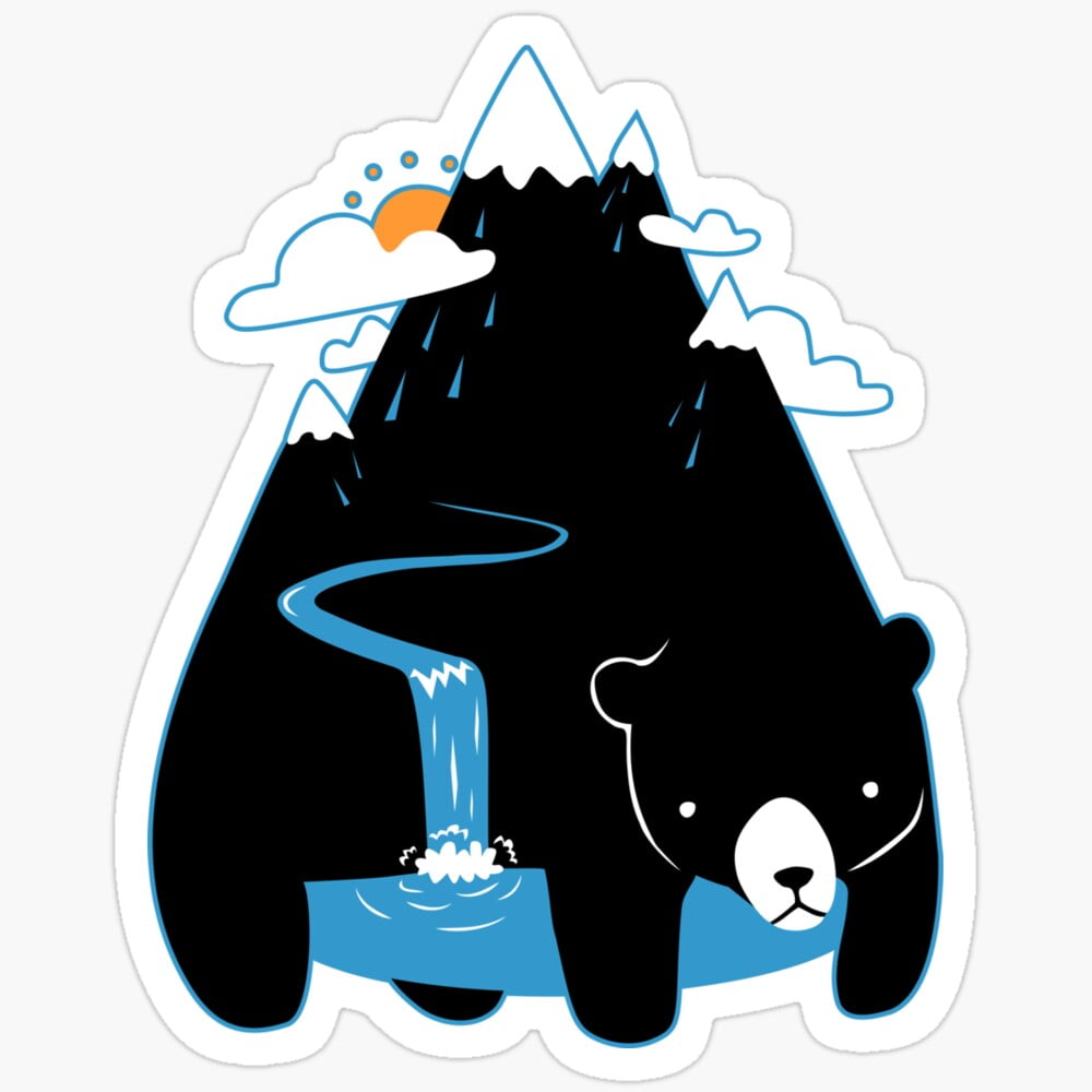 The Mountain Bear Sticker Phone Decal Water Bottle Stickers Car Decals ...