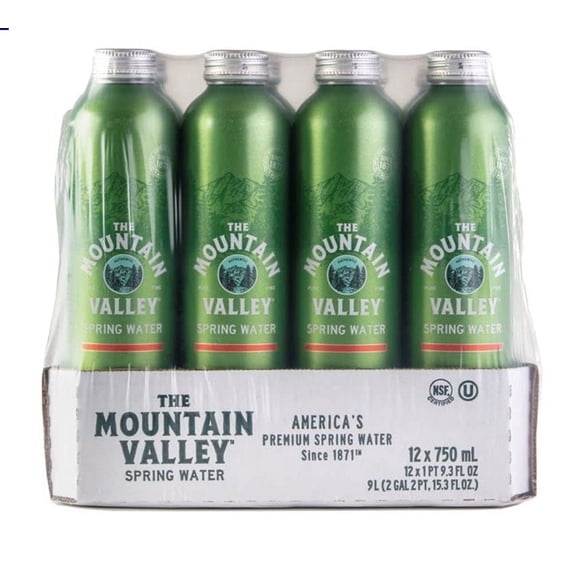 JiuMeeo The Mountain Valley Spring Water, 750 mL Aluminum Cans, 12-Pack ...