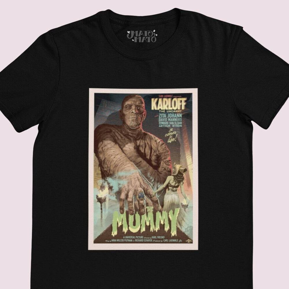 The Mummy, vintage horror movie poster Shirt, retro scary movie printed ...