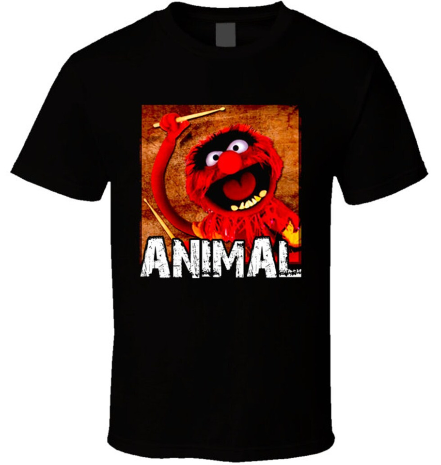 The Muppets Animal The Drummer Men T-shirt Black Cotton Tee Sizes S-5XL ...