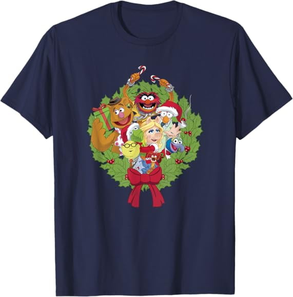 The Muppets Christmas Muppet Group Wreath T-Shirt Shirt, Size S, Tee ...