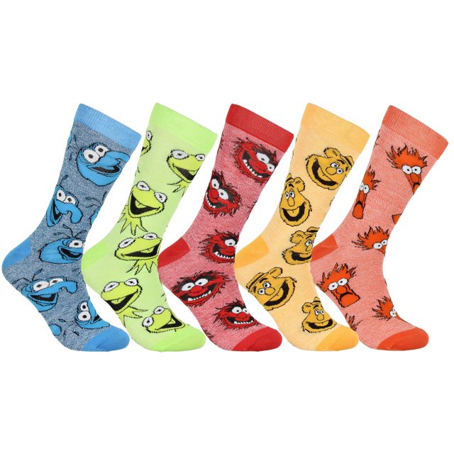 Walmart's Muppets 5 Pack Crew Socks: Kermit, Animal, Gonzo, Beaker ...