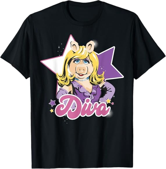 The Muppets Miss Piggy Diva Portrait T-Shirt Shirt, Size 4Xl, Tee Black ...