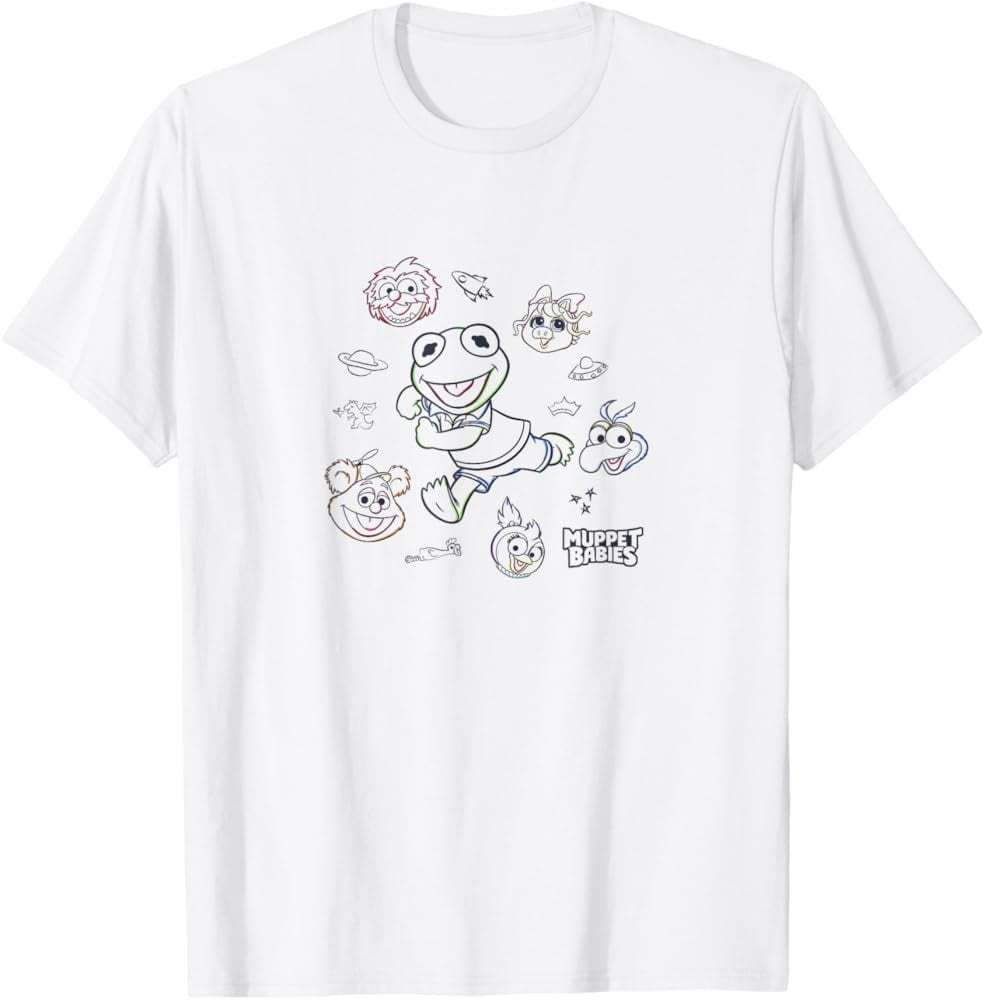 The Muppets Muppet Babies Kermit Friends Line Art Shirt, Size S, Tee ...