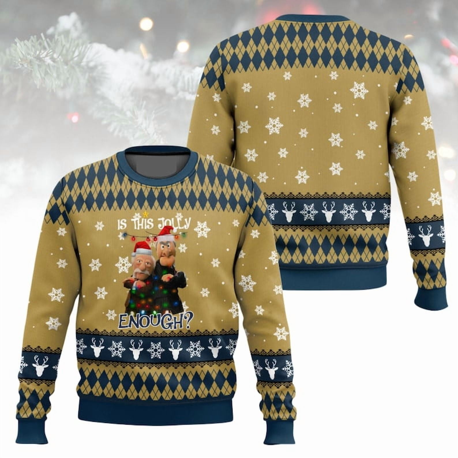 The Muppets Show 3D Christmas Sweater, Statler Waldorf The Muppet ...