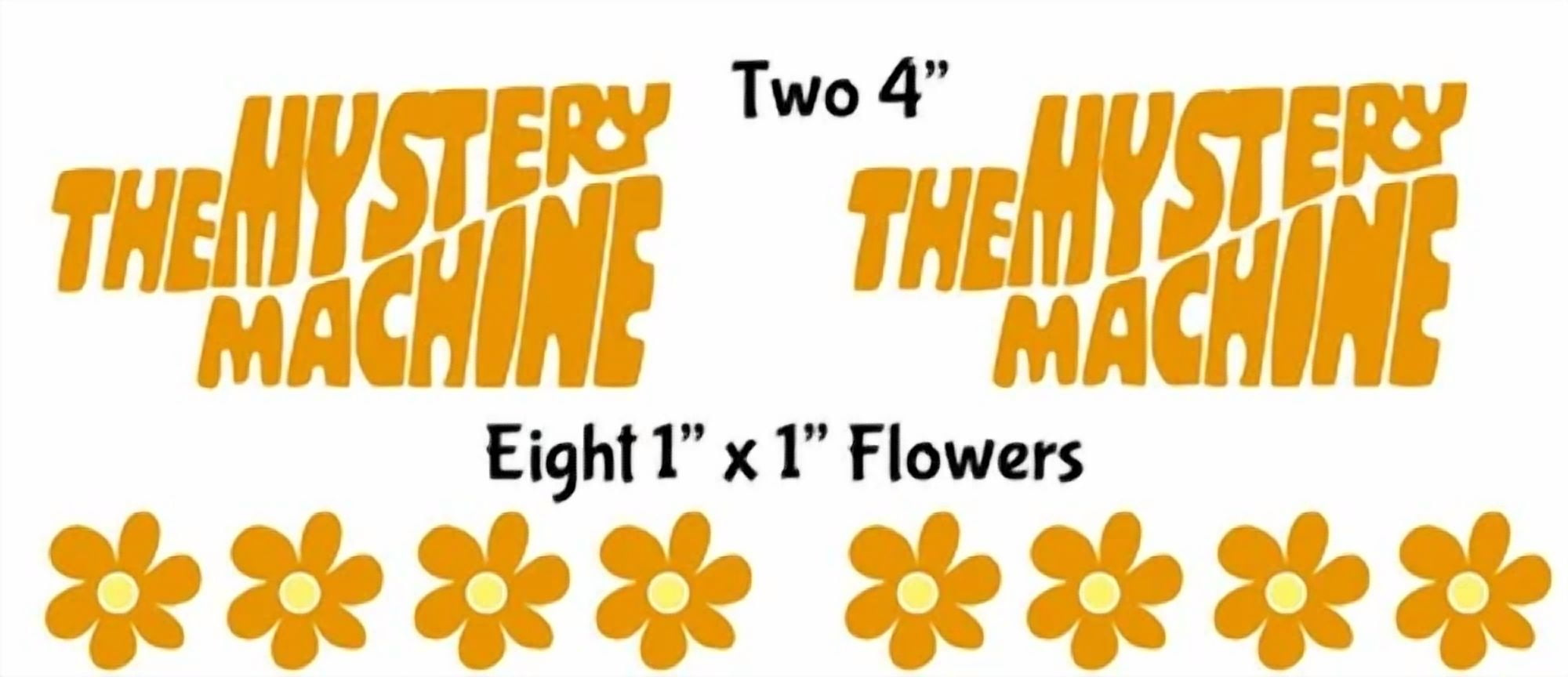 The Mystery Machine Logo & Hippie Flowers Pk Orange Vinyl Decal Car Van ...