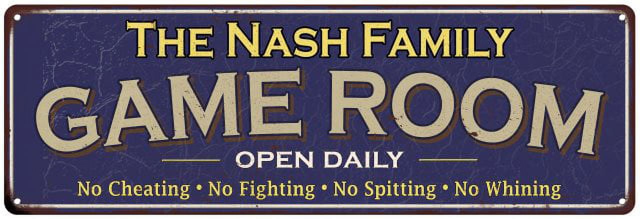 The Nash Family Blue Game Room Metal 8x24 Sign 108240037100 - Walmart.com